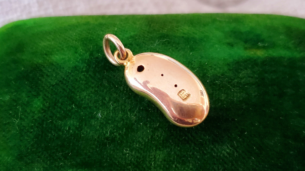 Super Rare and Lucky 15k Gold Kidney Bean Charm with Sapphire ...